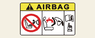 Air bag warning labels are attached to alert the passengers to ...