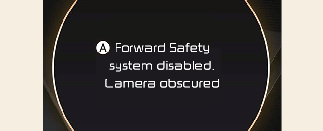 A: Forward safety system disabled. Camera obscured